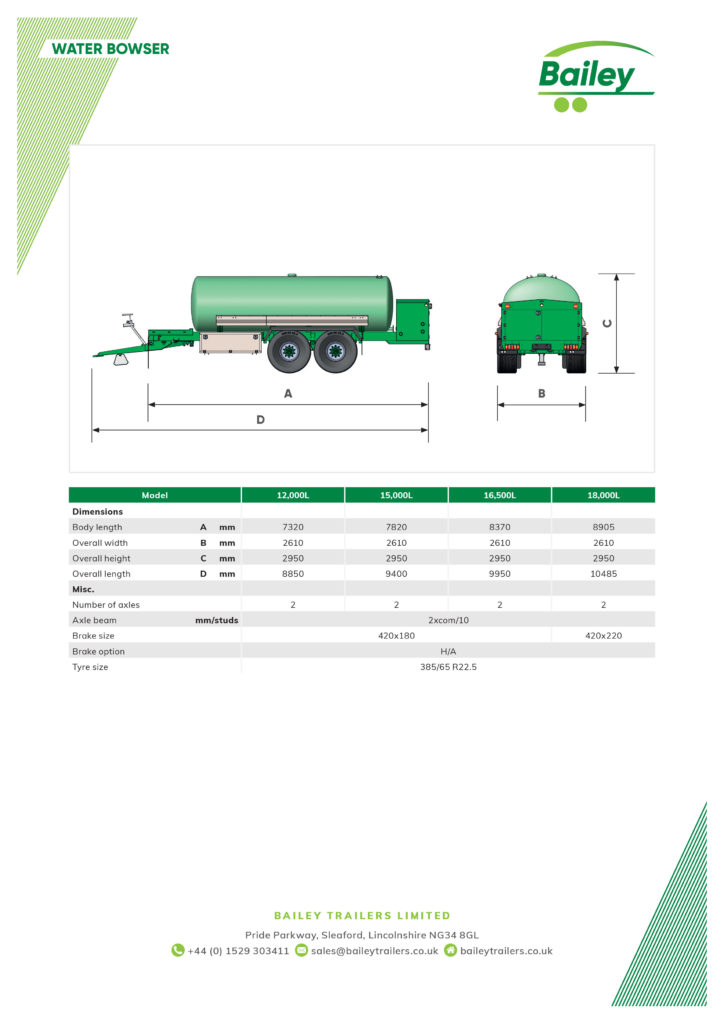 Water Bowser | Our Products | Bailey Trailers